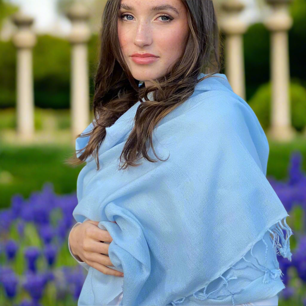 Baby Blue Ring Pashmina | Signature Cashmere