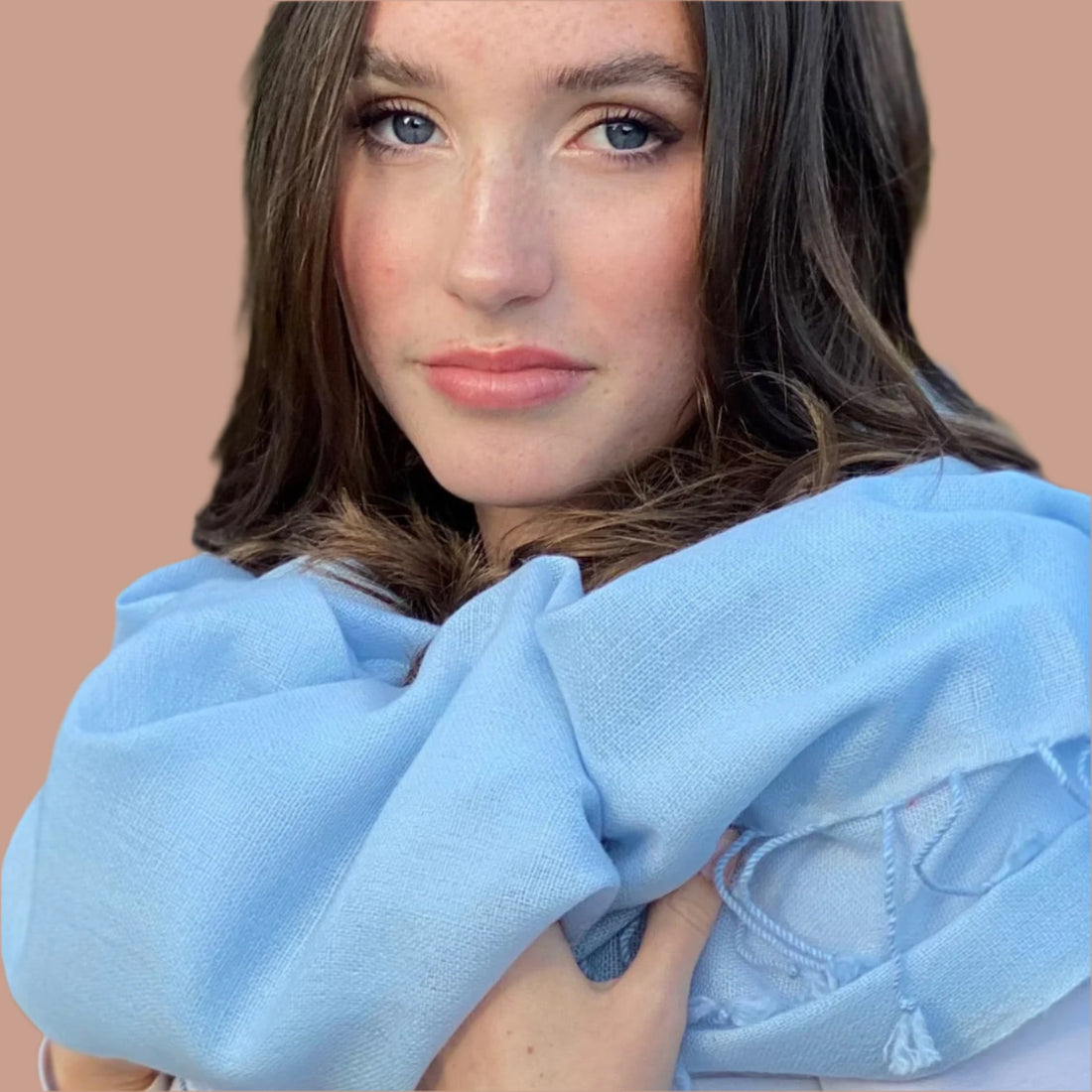 Baby Blue Ring Pashmina | Signature Cashmere