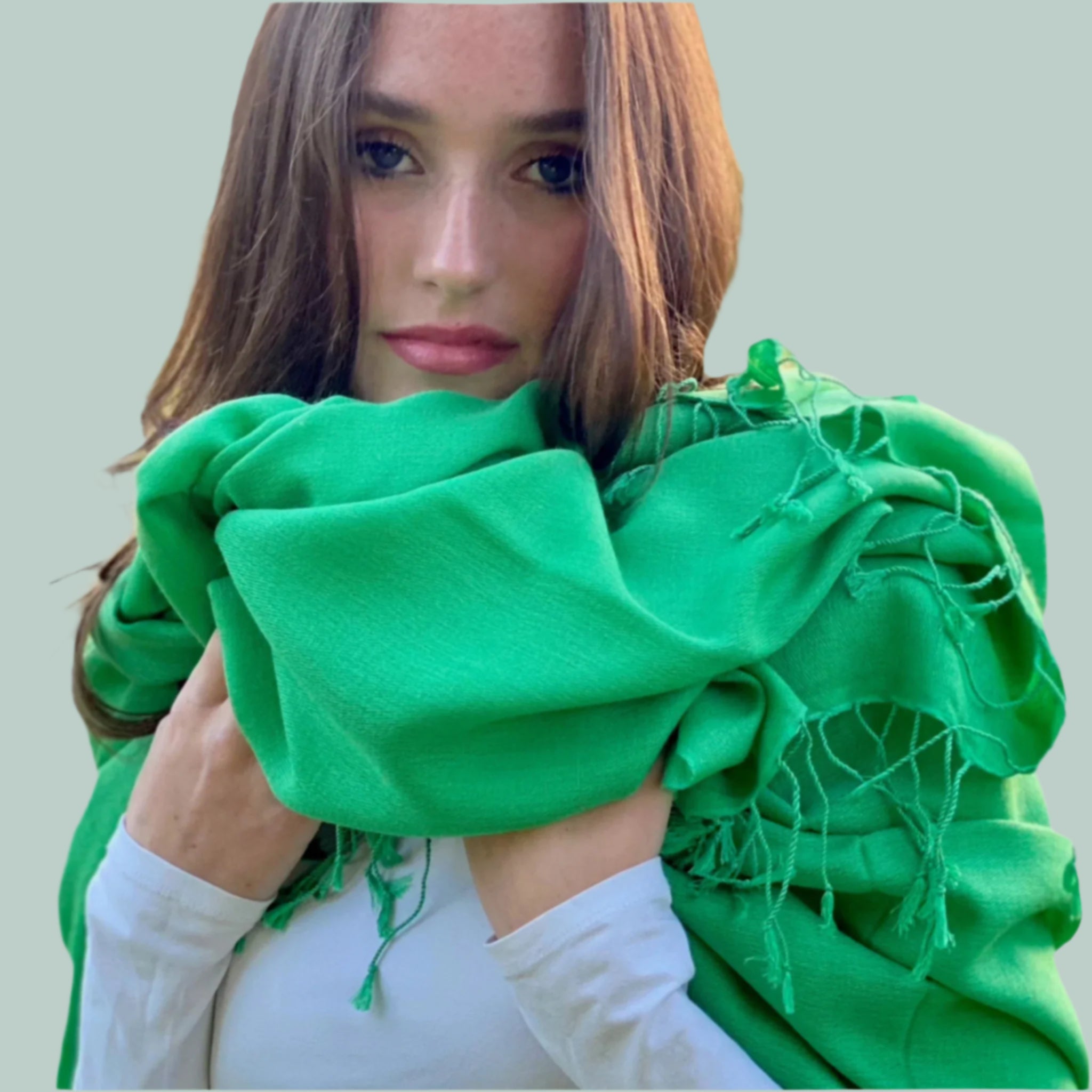 Emerald Green Classic Pashmina Scarfs, Wraps and Stoles – Signature ...
