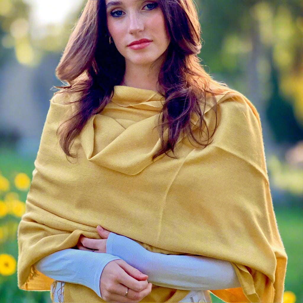 Golden Yellow Pashmina and Cashmere Clothing | Signature Cashmere