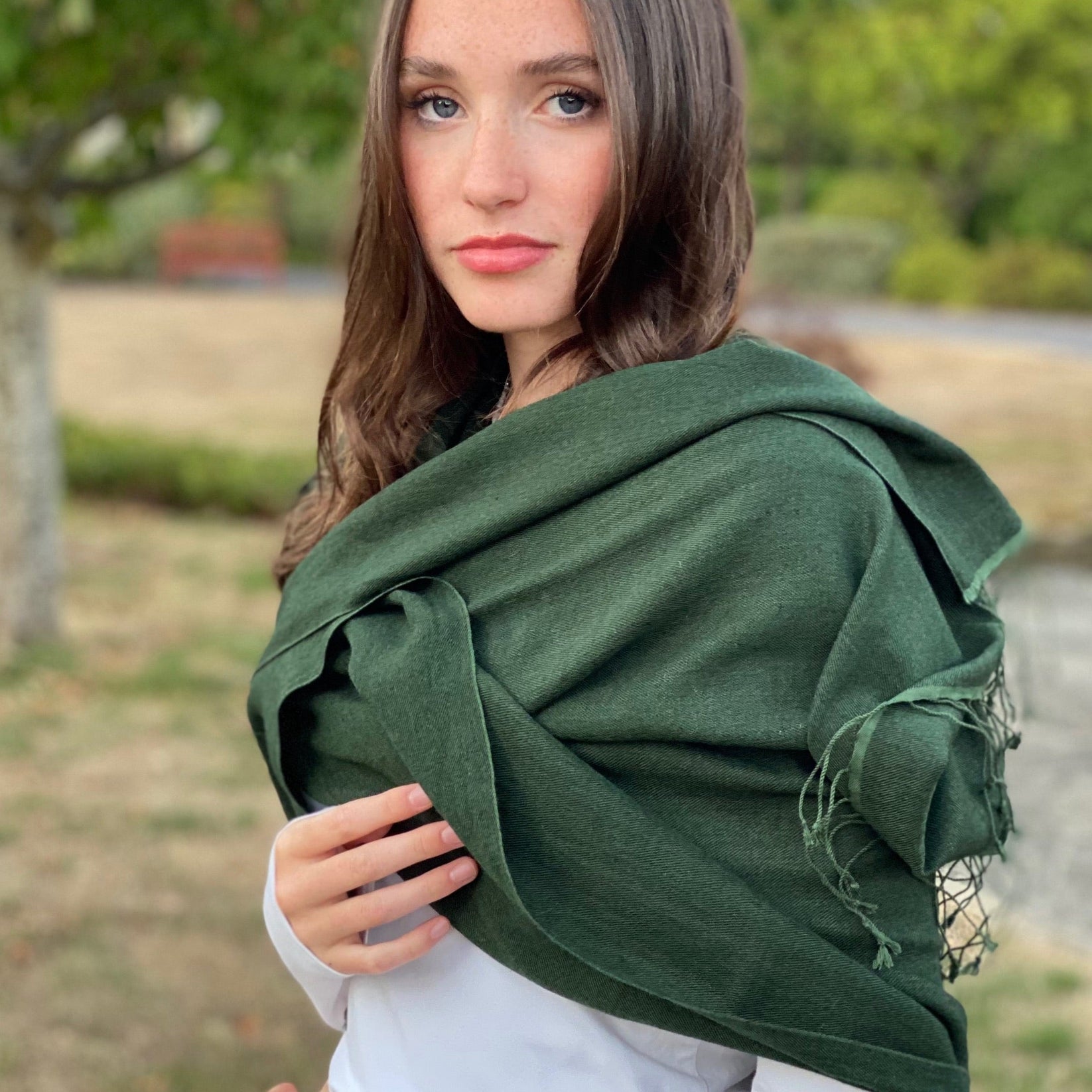 Racing Green Classic Pashmina | Signature Cashmere