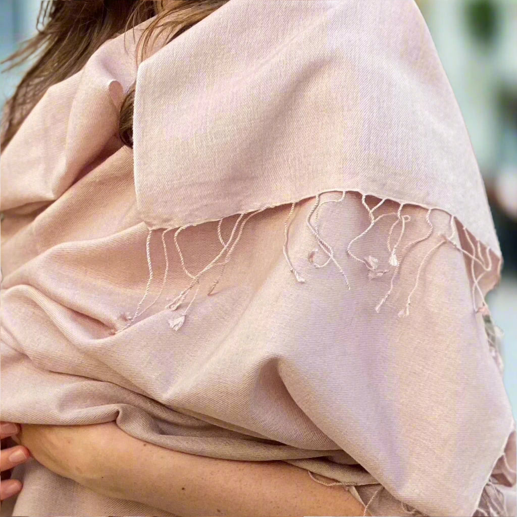 Tapioca Cream Classic Pashmina | Signature Cashmere